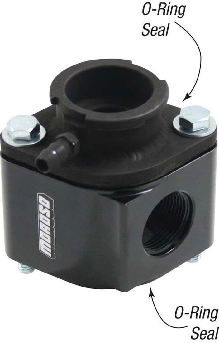 Moroso Billet Aluminium Filler Neck Manifold Housing - Black Anodised